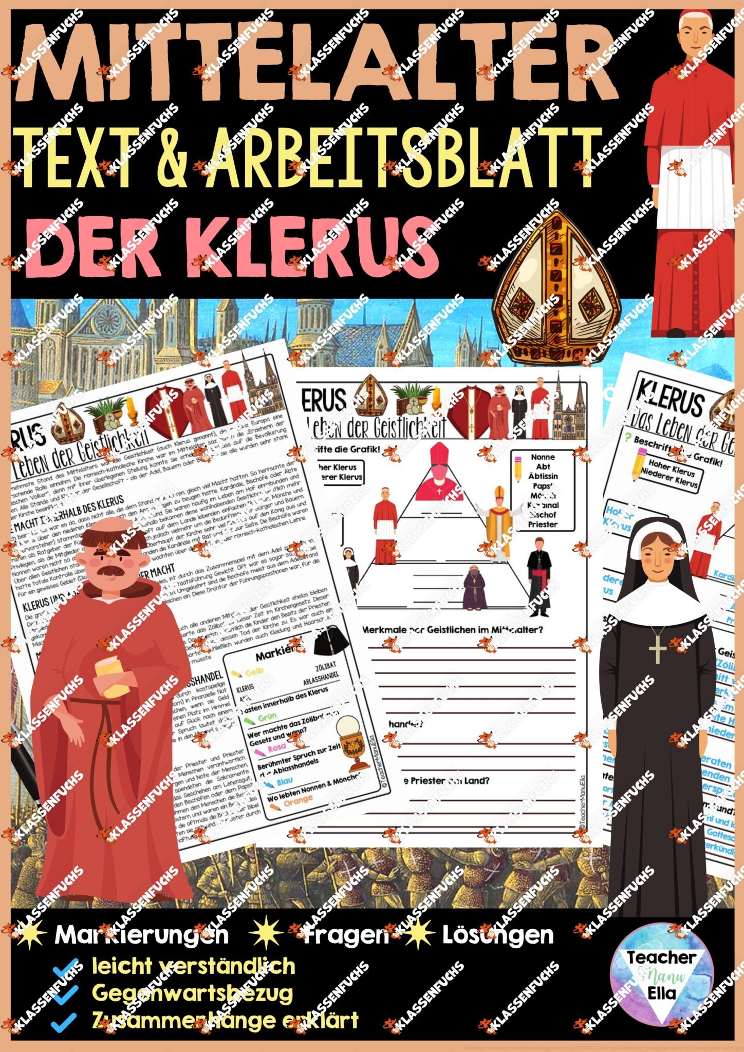 Mittelalter Ständegesellschaft Arbeitsblätter Der Klerus Klassenfuchs